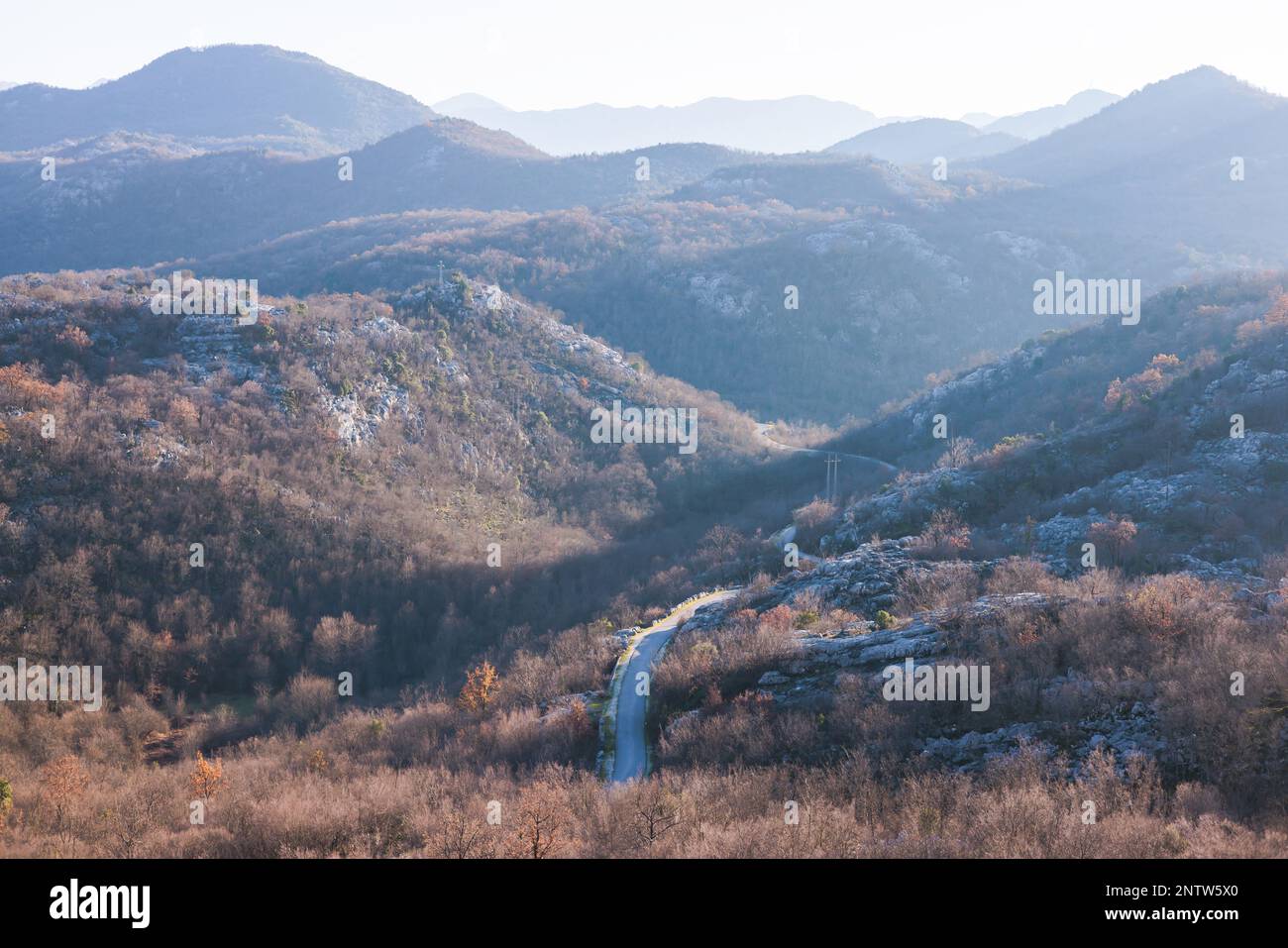 Aerial view of Skadar Lake National park panoramic vibrant landscape ...