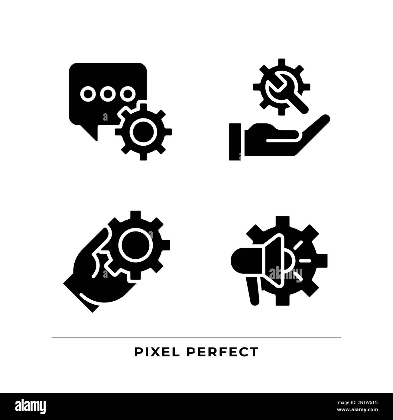 Social media settings black glyph icons set on white space Stock Vector ...