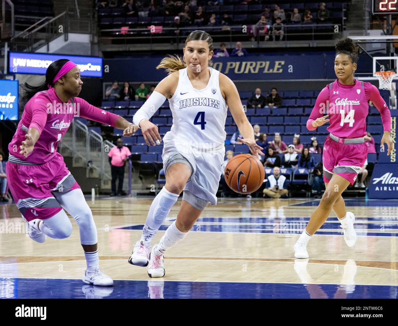 SEATTLE, WA - MARCH 01: Washington Huskies guard Amber Melgoza (4) goes ...