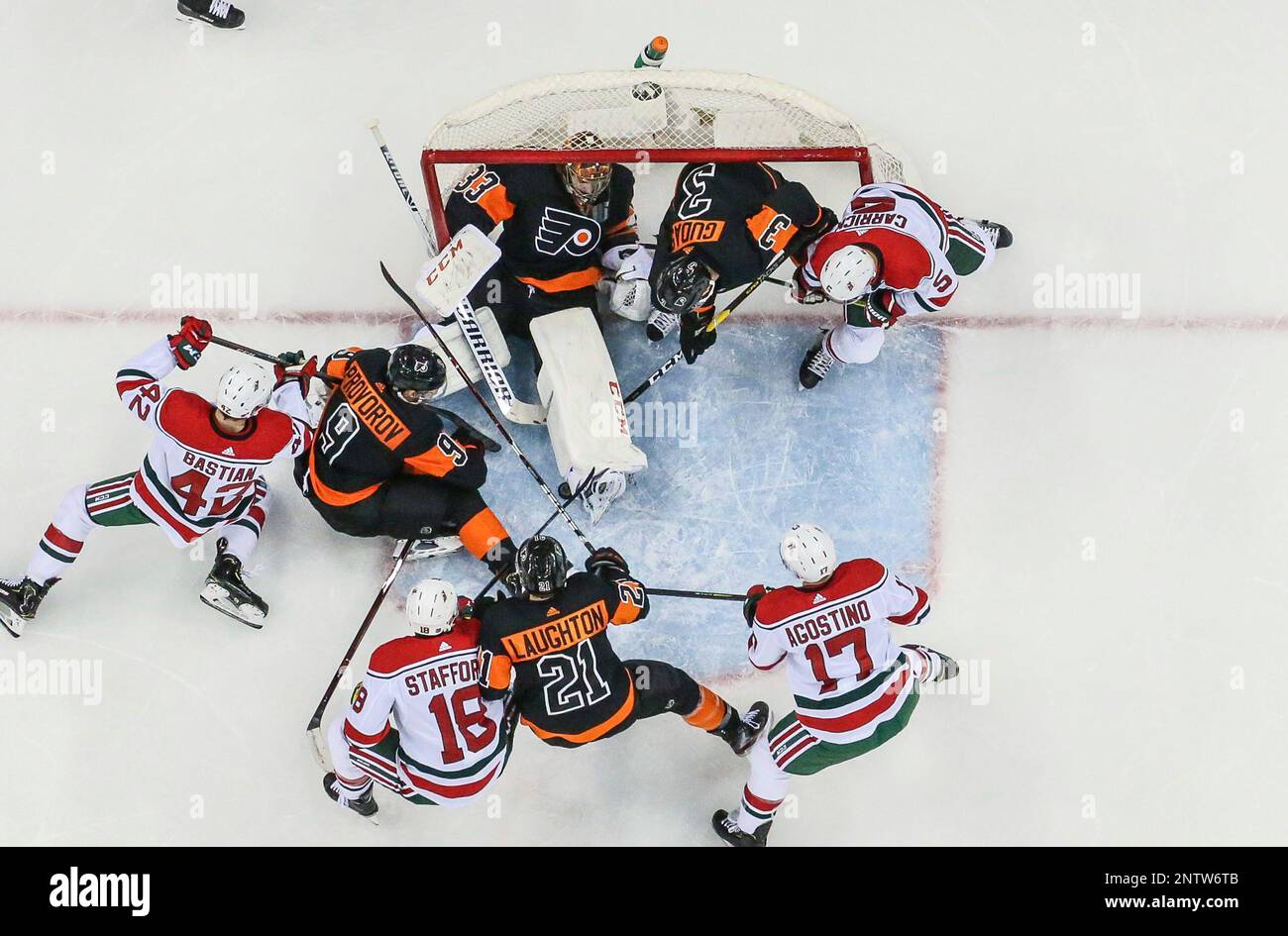 March 1, 2019: A scramble for the loose puck as Philadelphia Flyers ...