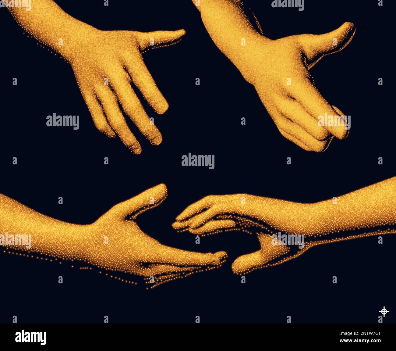 Handshake. Hand open and ready to help. Hands reaching towards each ...