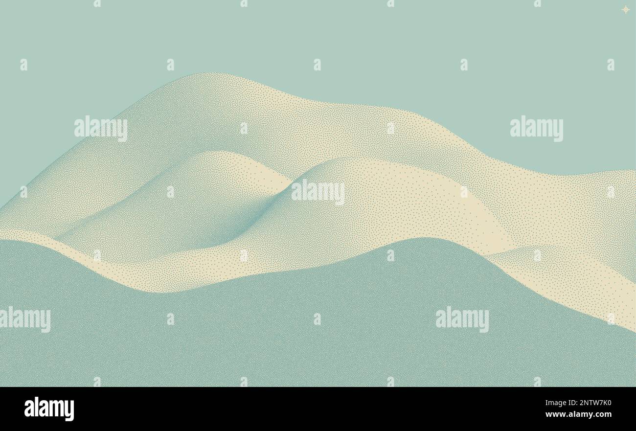 Landscape background with particles. Terrain. Pointillism. 3D vector ...