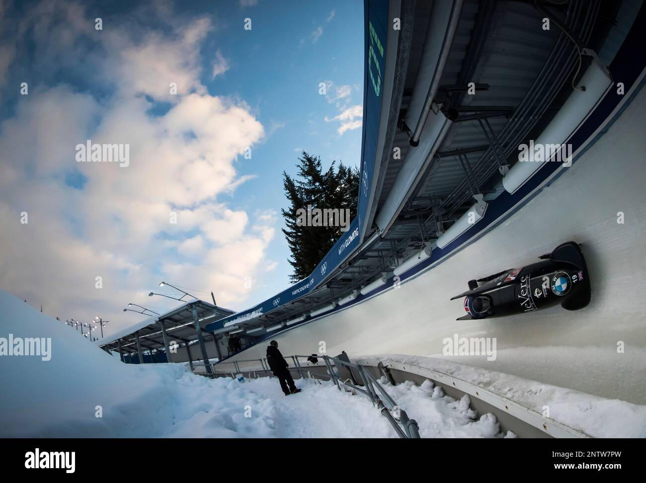 Britain's Brad Hall and Nick Gleeson race down the track on their first ...