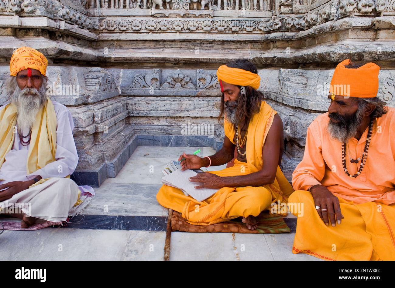 Sadhus (holy men), in Jagdish Temple,Udaipur, Rajasthan, india Stock ...