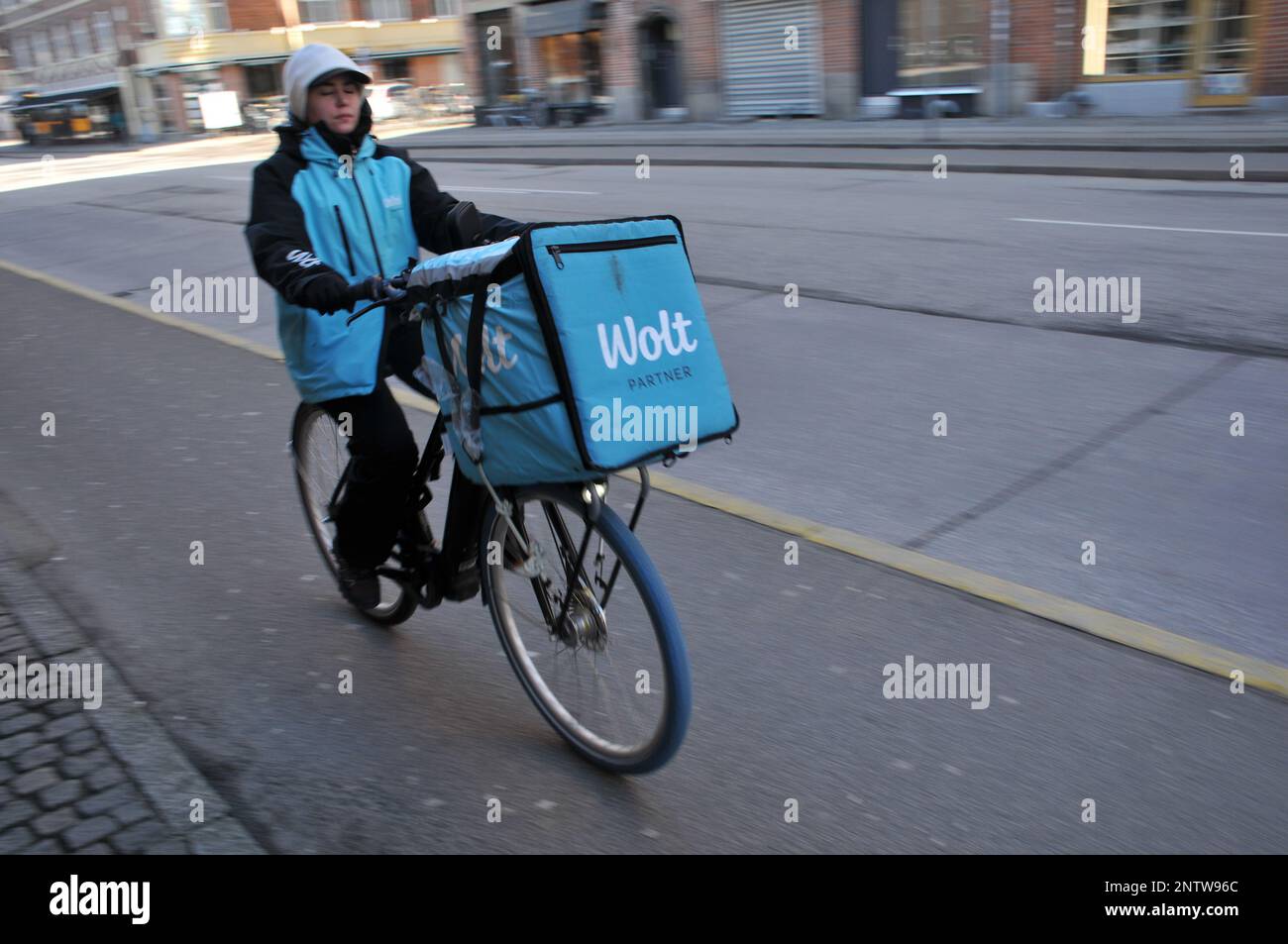 Wolt food biker hi-res stock photography and images - Alamy