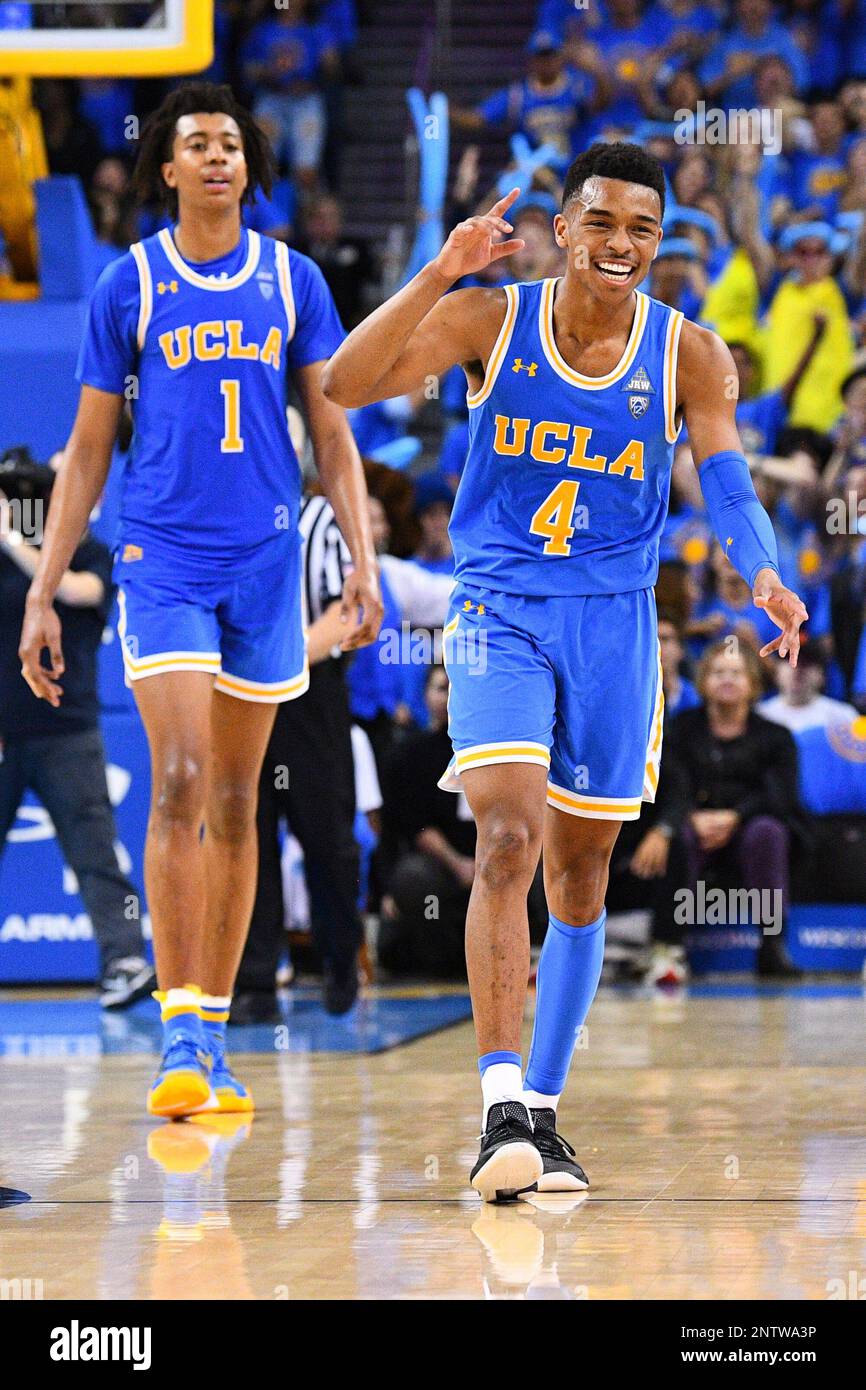 LOS ANGELES, CA - FEBRUARY 28: UCLA guard Jaylen Hands (4) celebrate ...
