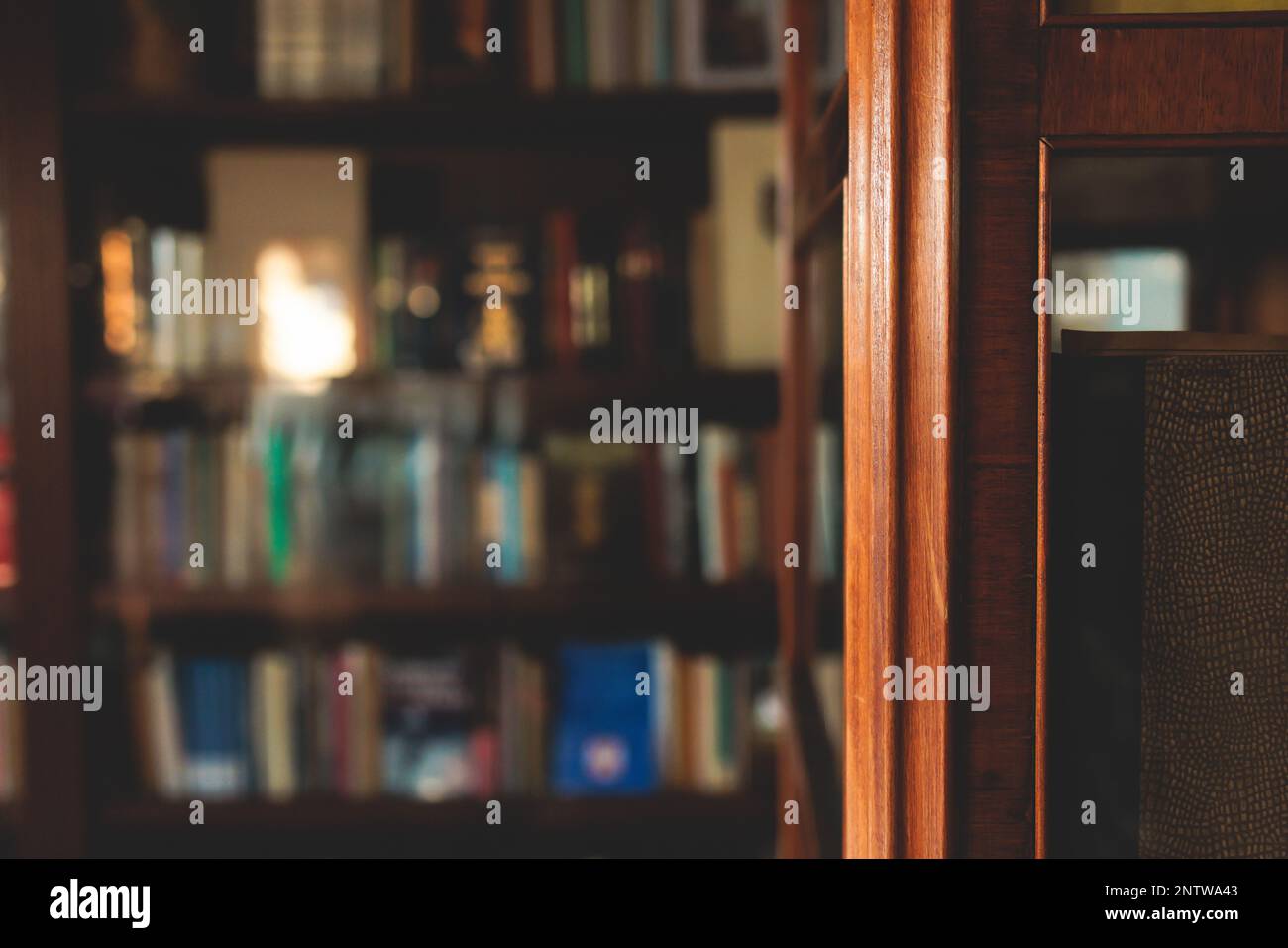 Old university college library interior with a bookshelves catalog ...
