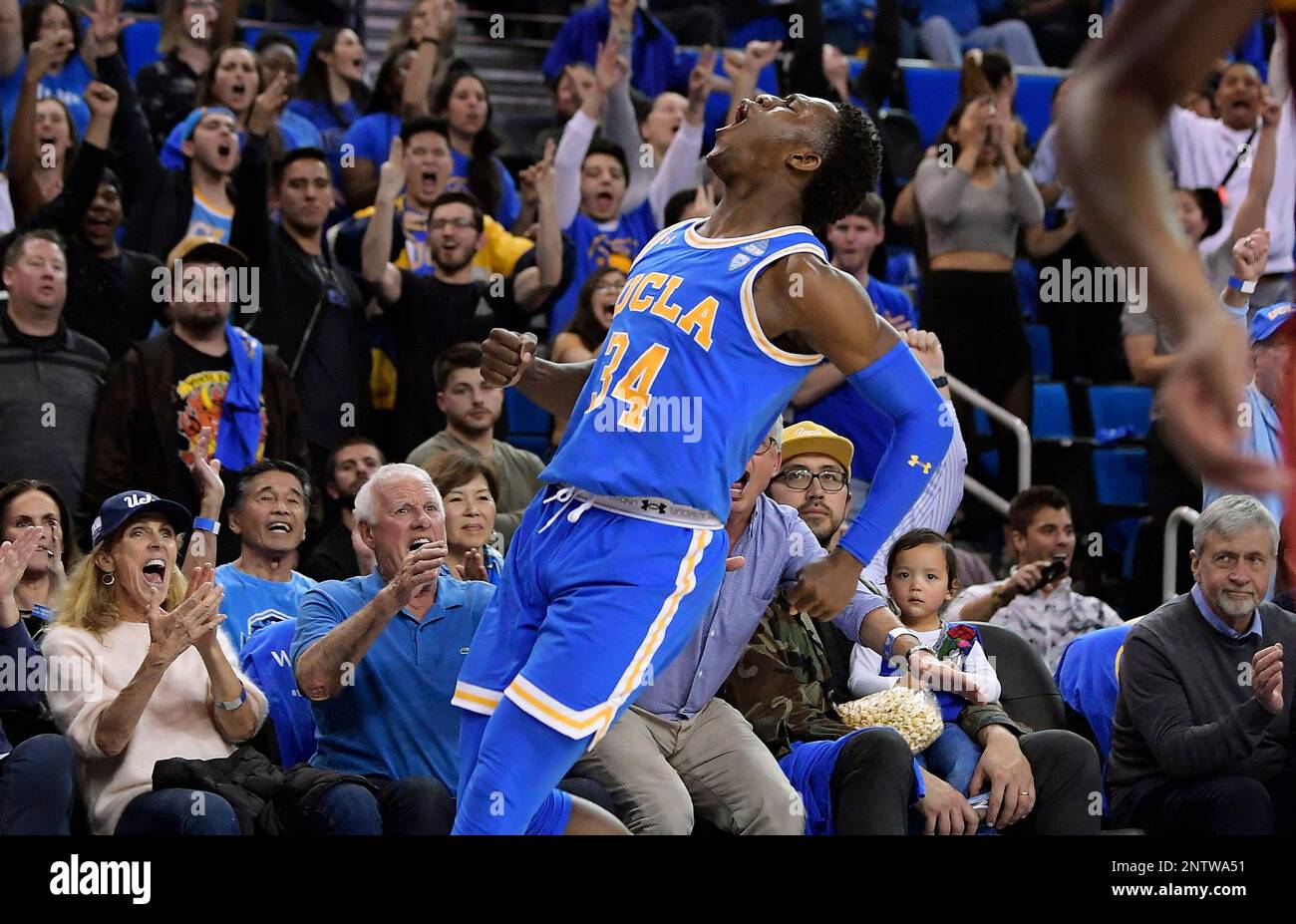 UCLA guard David Singleton reacts after hitting a 3-point shot during ...