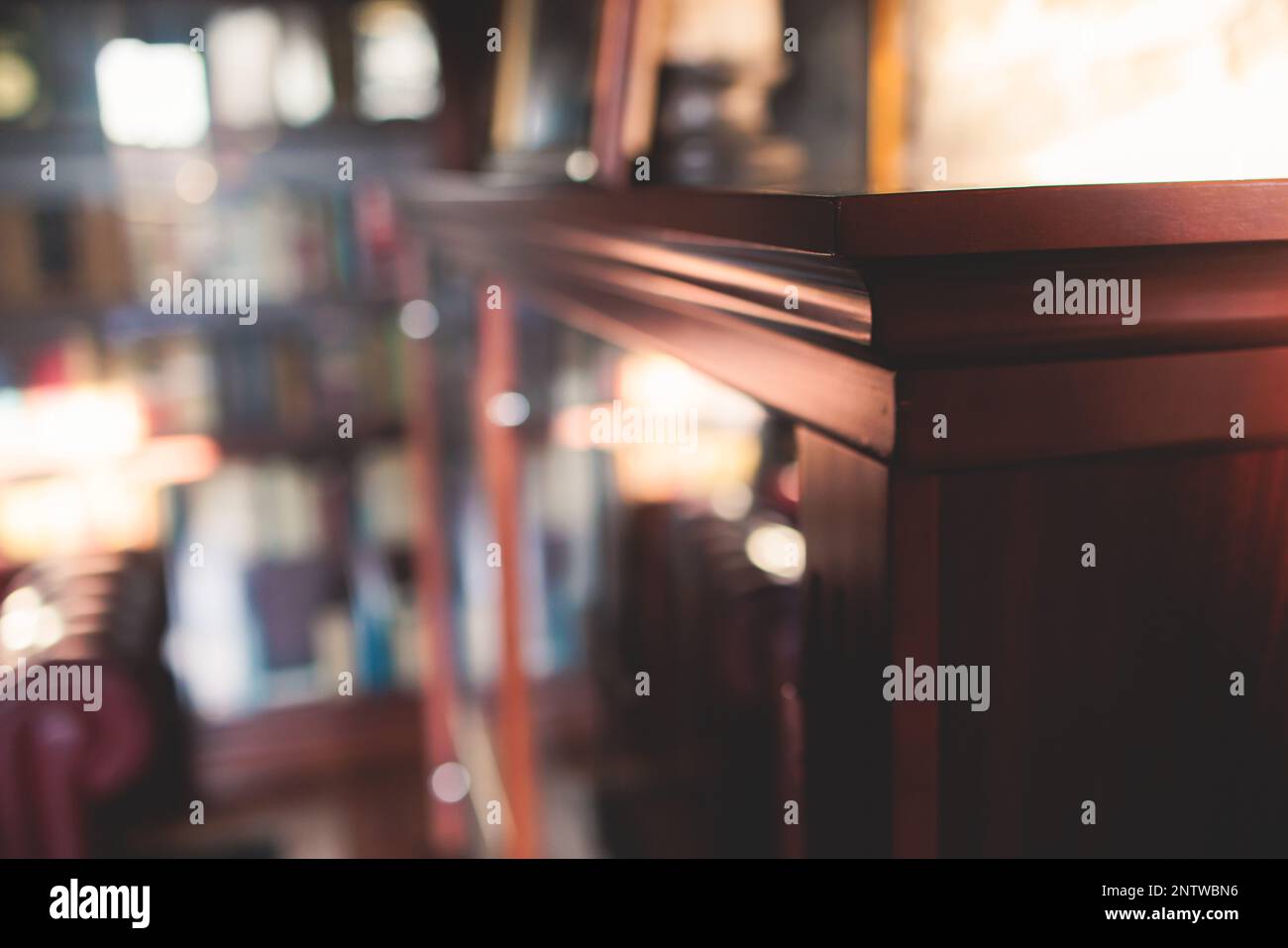 Old university college library interior with a bookshelves catalog ...
