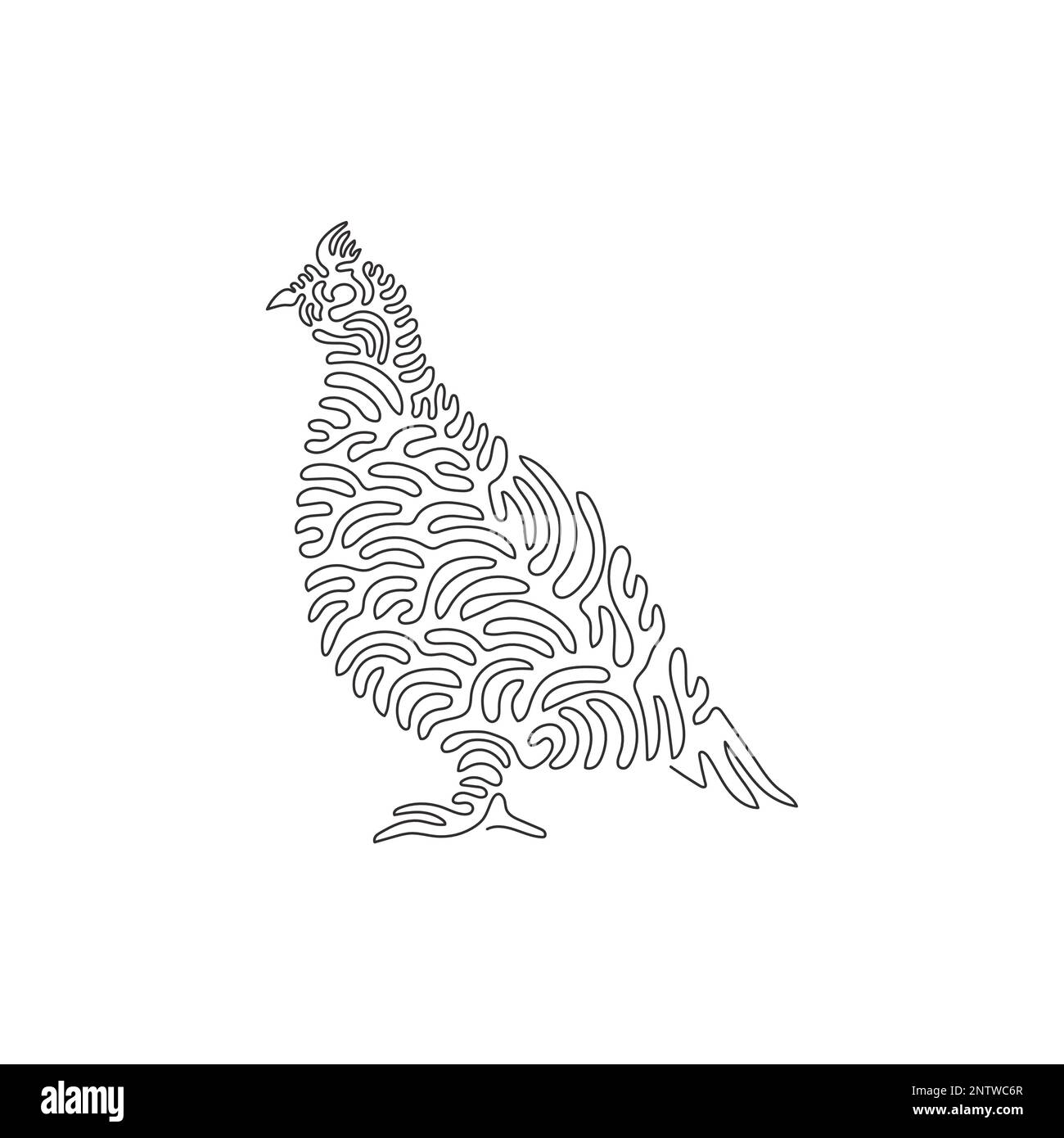 Single one line drawing of stocky grouse abstract art. Continuous line ...