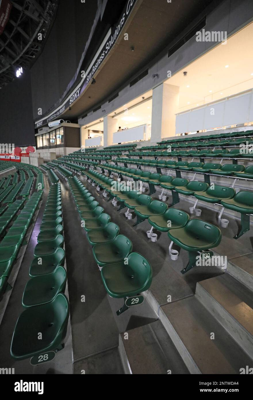 A photo shows increased seats installed at upper stand the Fukuoka ...