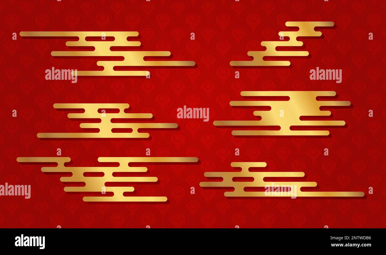 Traditional asian clouds. Gold luxury Chinese and Japanese cloudy ...