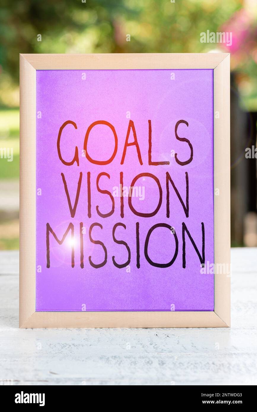 Handwriting text Goals Vision Mission. Word Written on practical ...