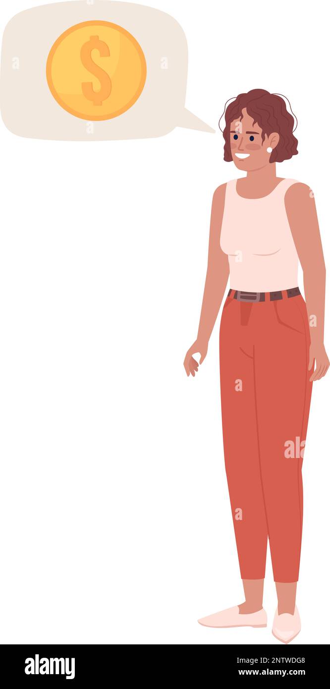 Female entrepreneur asking for money semi flat color vector character ...