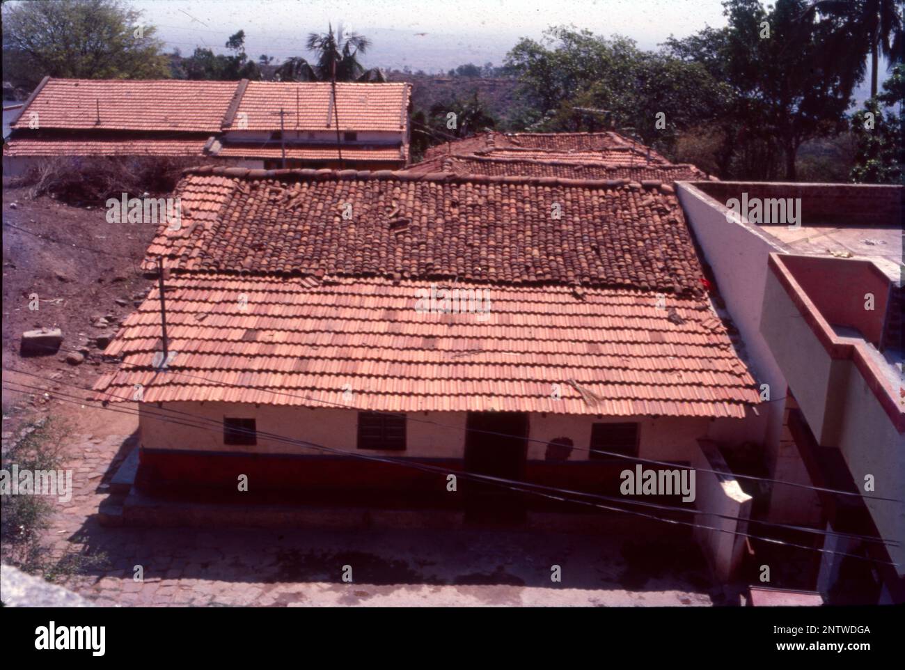 Slopping Roofs with Red Tiles, Chamundi Hills, Mysore, Karnataka, India ...
