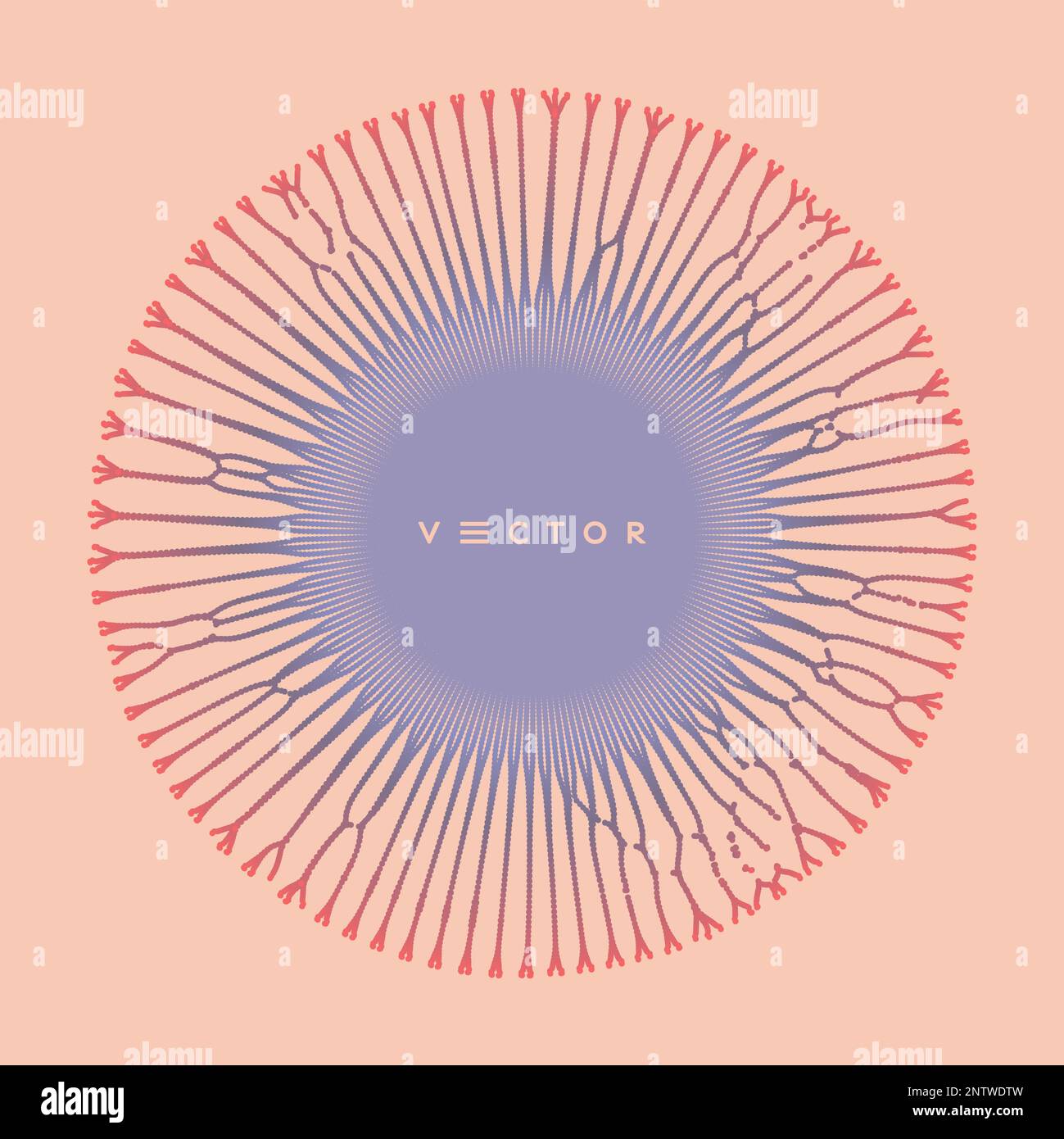 Array with dynamic particles of small particles in circle. Modern ...