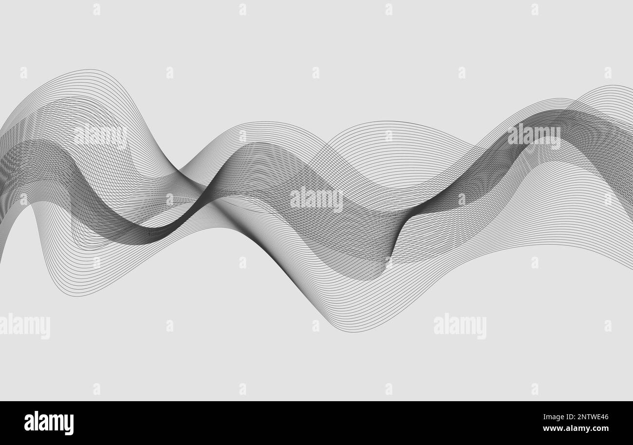 Gray geometric grid wave. Abstract futuristic flow curve Stock Vector ...