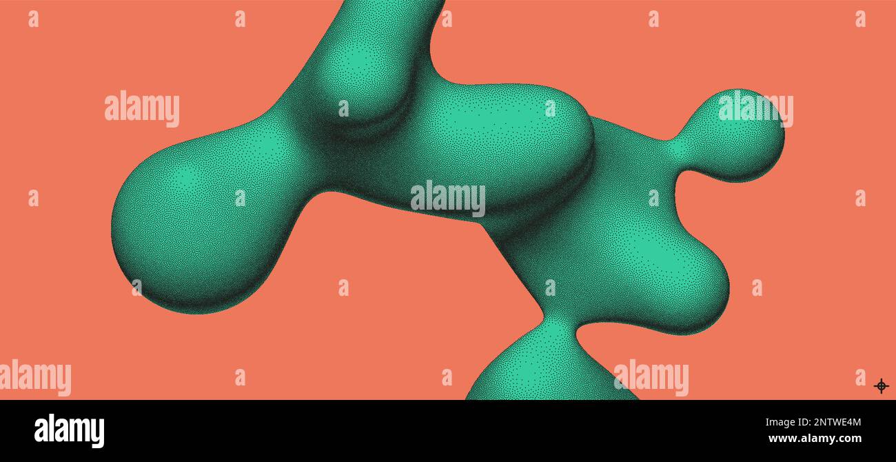 Abstract three-dimensional composition in dotwork style. Pointillism ...