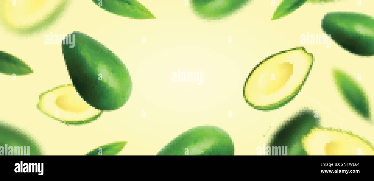 Avocado realistic background composition with half cuts of avocado ...