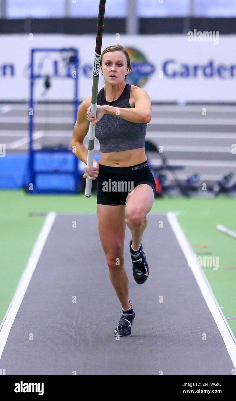 Annie Rhodes places second in the women's pole vault at 14-11½ (4.56m ...