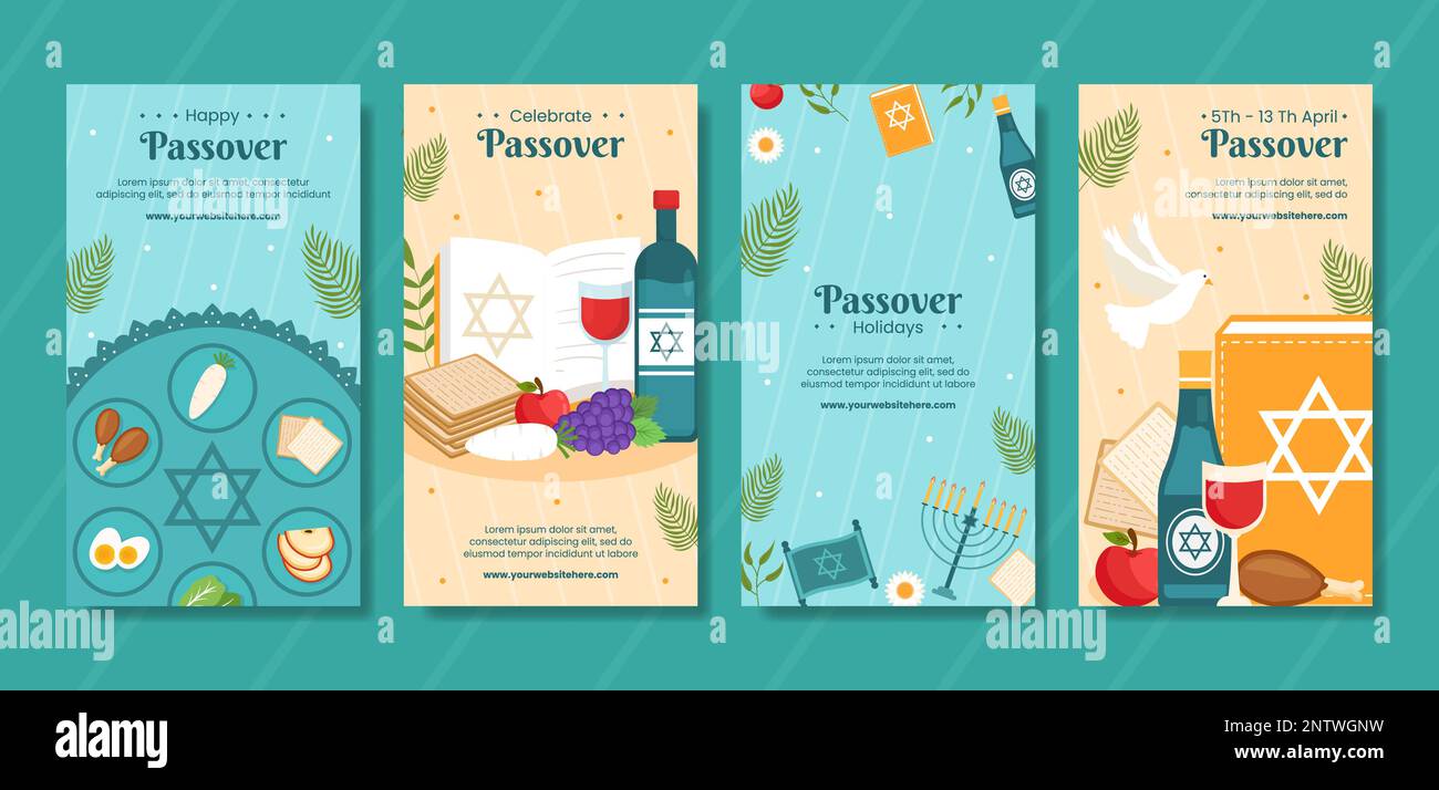 Happy Passover Jewish Holiday Social Media Stories Cartoon Hand Drawn ...