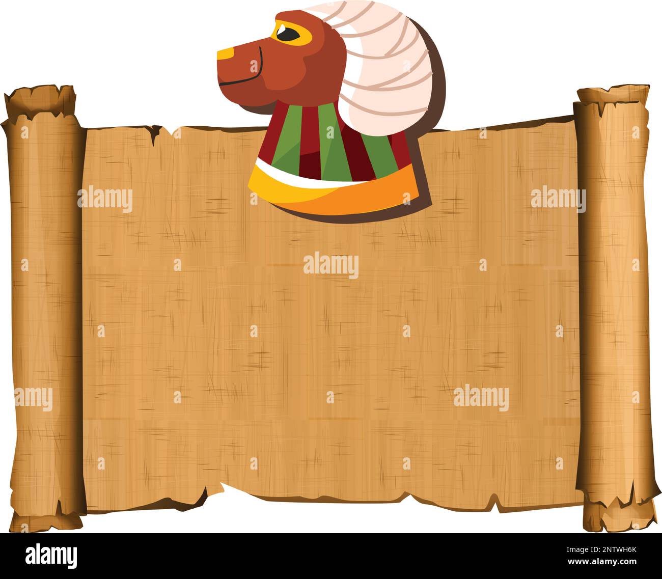 Ancient Egypt papyrus scroll with ram head cartoon vector illustration ...