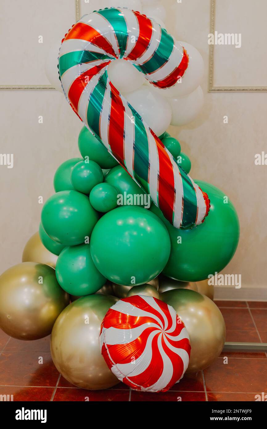 Multi-colored inflatable balloons for the interior, a composition of ...