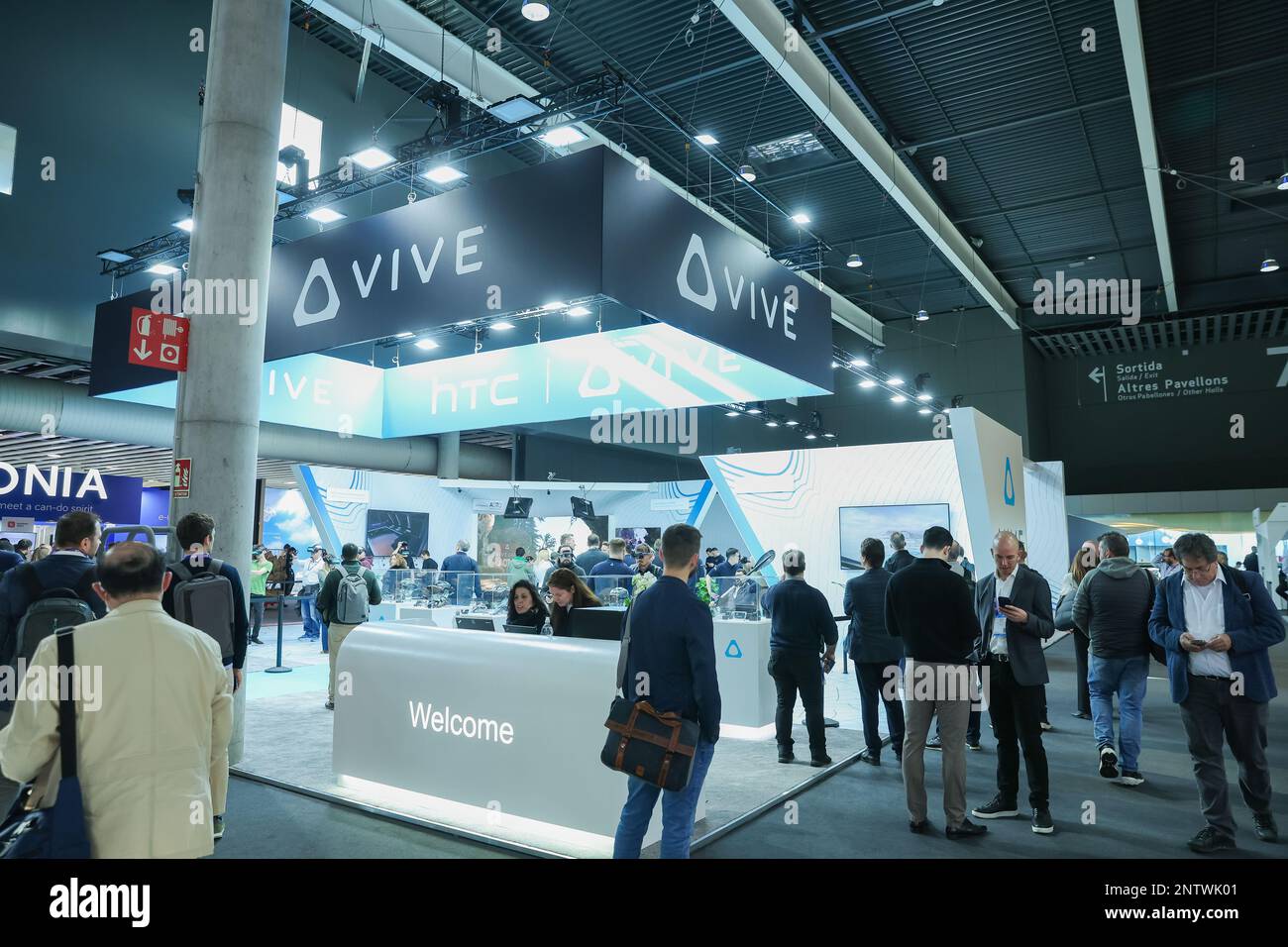 Barcelona, Spain, 27/02/2023, Attendees on the HTC Vive stand during ...