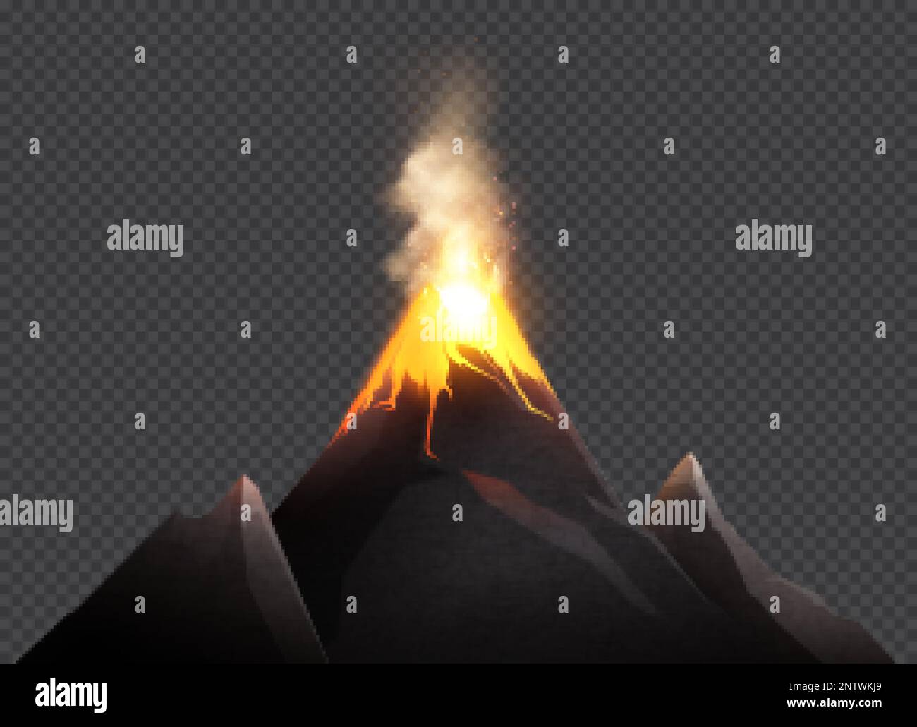 Lava melted volcano realistic composition with transparent background ...