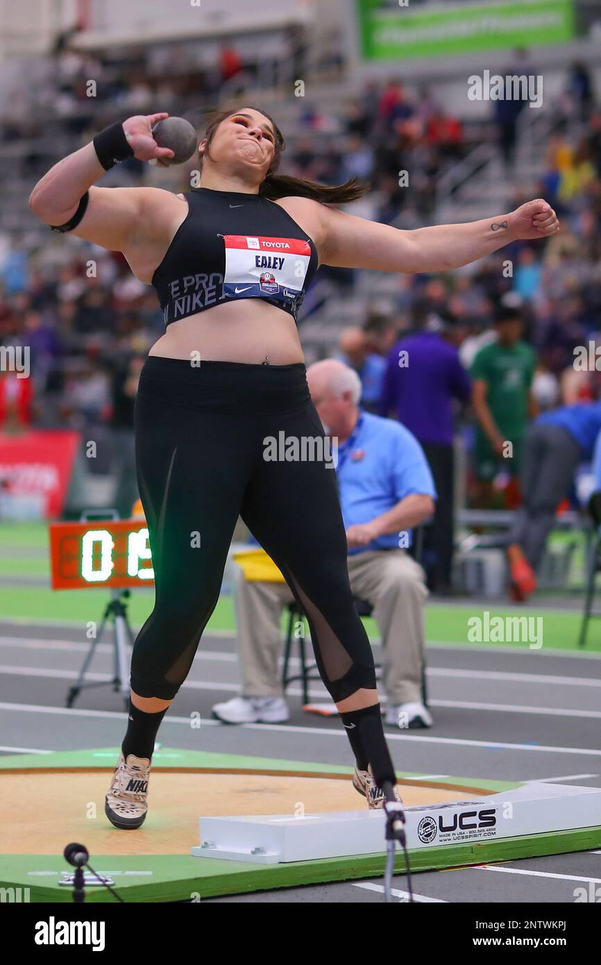 Chase Ealey competes in the shot put during the USA Indoor Track and ...