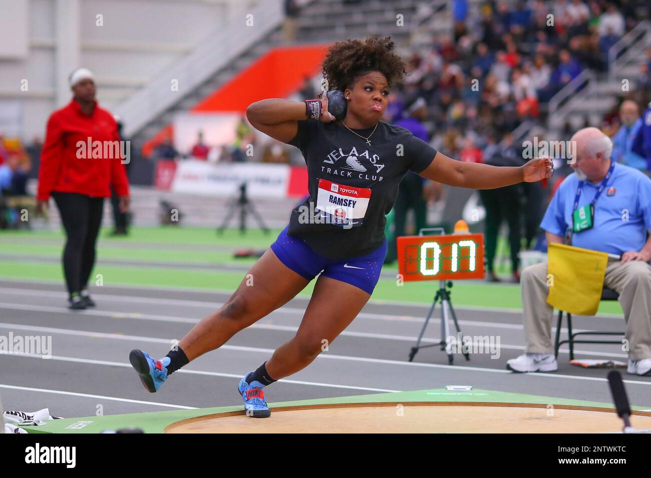Jessica Ramsey competes in the shot put during the USA Indoor Track and ...