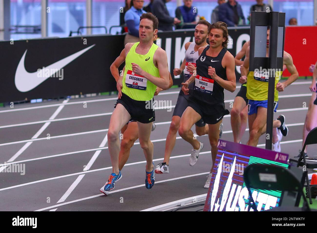 John Gregorek competes in the 1 mile run during the USA Indoor Track ...