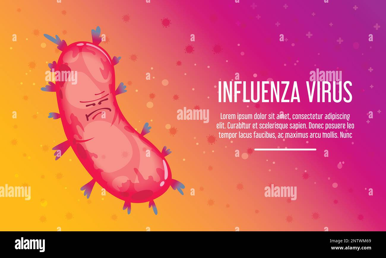 Cute virus poster with influenza microbes symbols flat vector ...