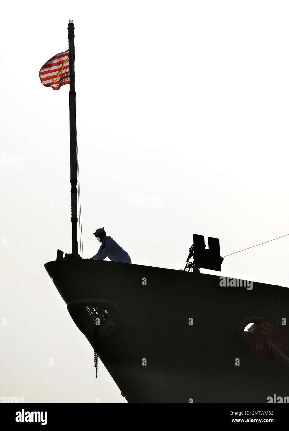 FILE - In this July 3, 2015 file photo, a sailor raises and secures the ...