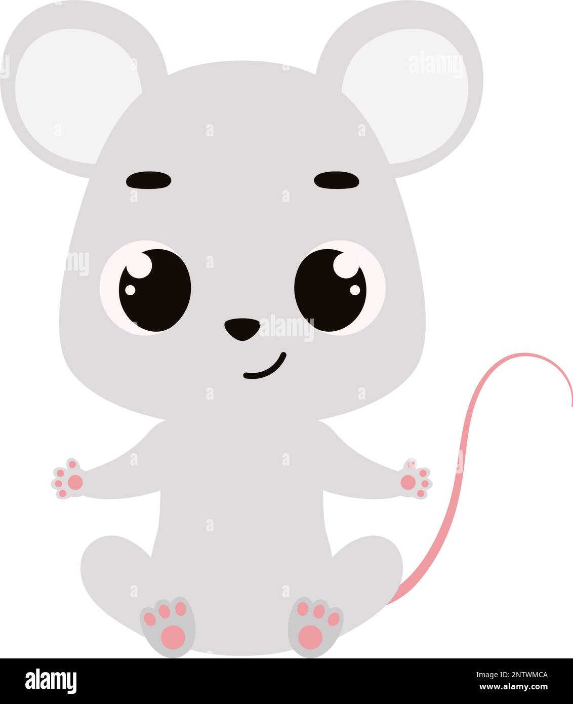 Cute little sitting mouse. Cartoon animal character for kids cards ...