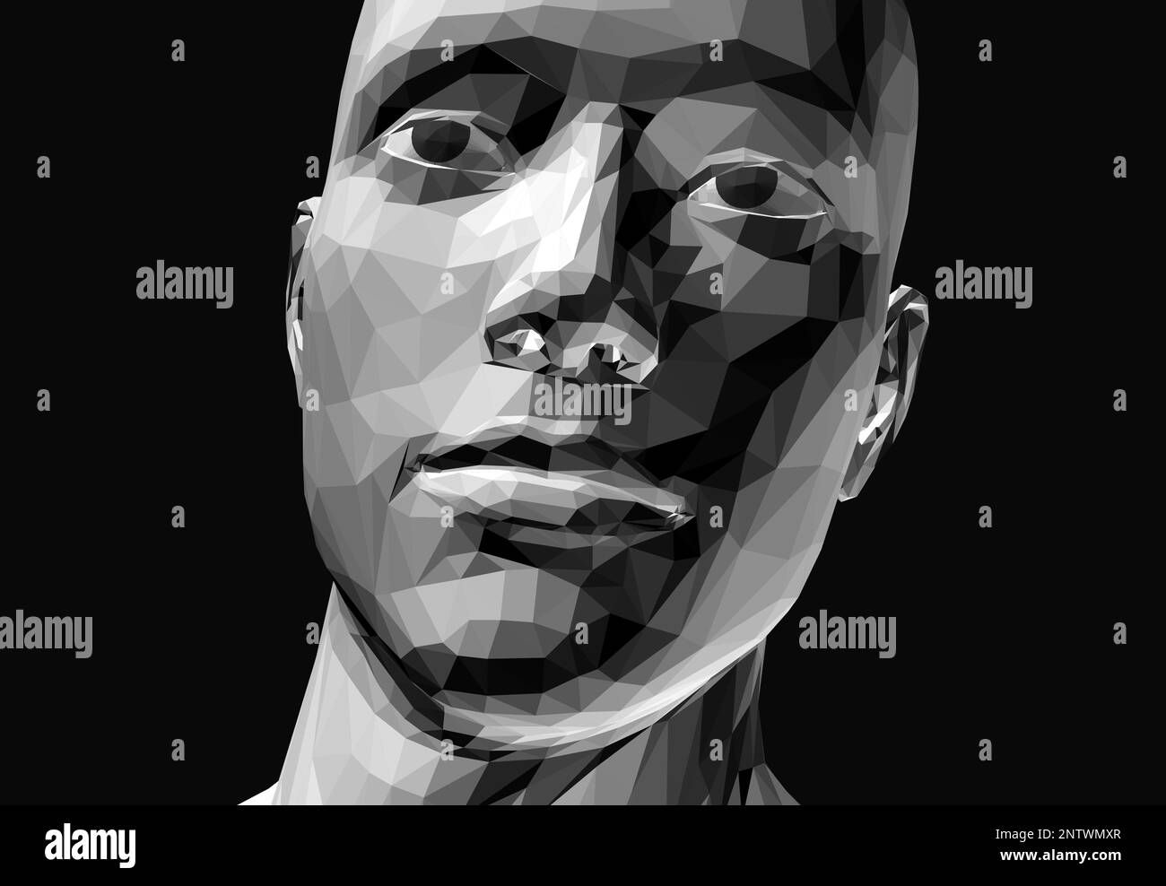 Abstract digital human head. Time to think. Minimalistic design for ...