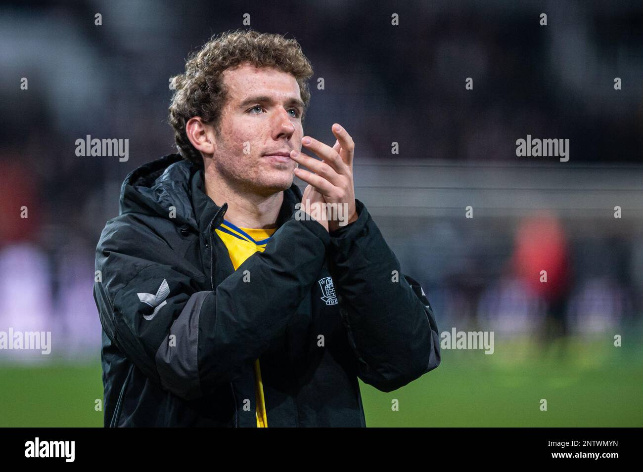 Herning, Denmark. 27th Feb, 2023. Joe Bell of Broendby IF seen after ...
