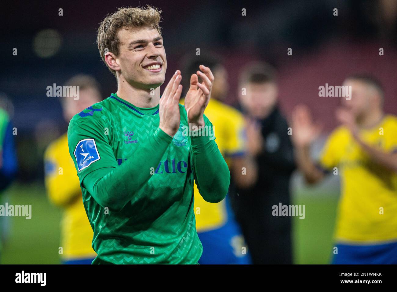 Herning, Denmark. 27th Feb, 2023. Goalkeeper Mads Hermansen of Broendby ...