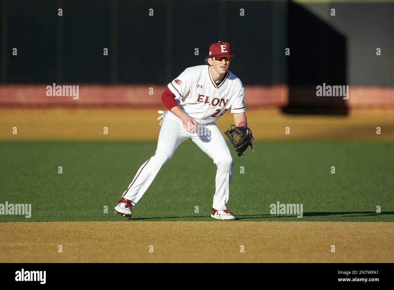 Elon Phoenix shortstop Cam Devanney (24) on defense against the ...