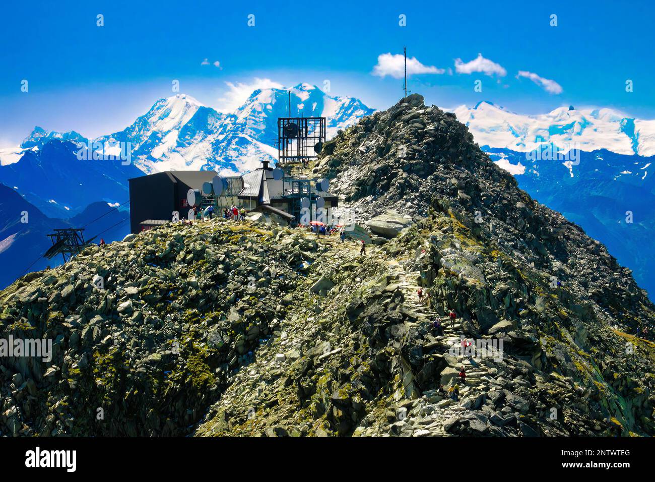 Highest point of the Eggishorn viewpoint, Swiss Alps, Europe Stock ...