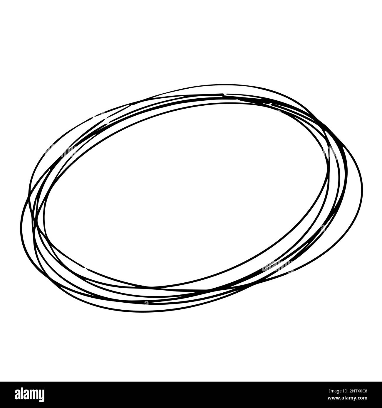 Ellipse, round frame, bubble pencil hand drawn doodle style isolated on ...