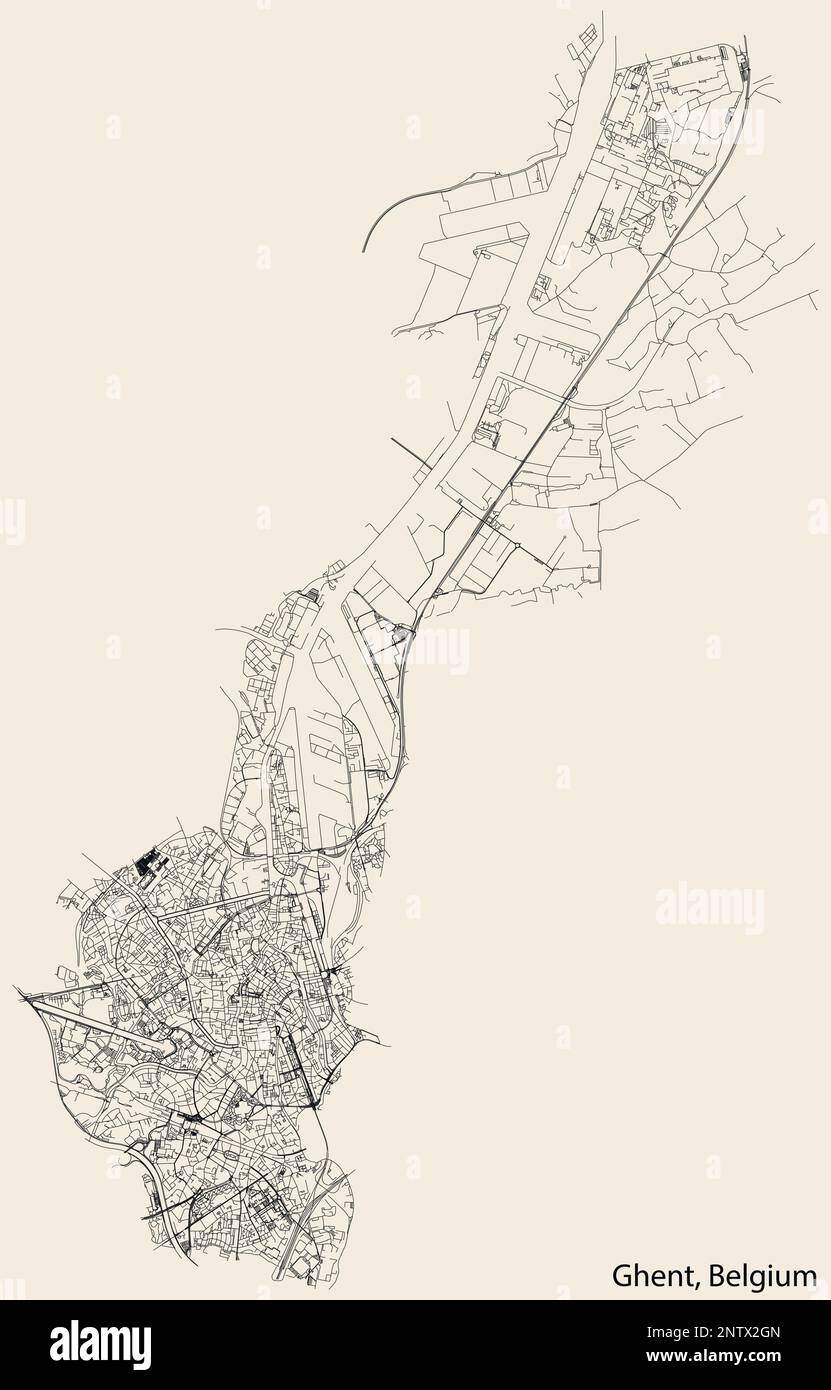 Street roads map of the GHENT MUNICIPALITY, GHENT Stock Vector Image ...