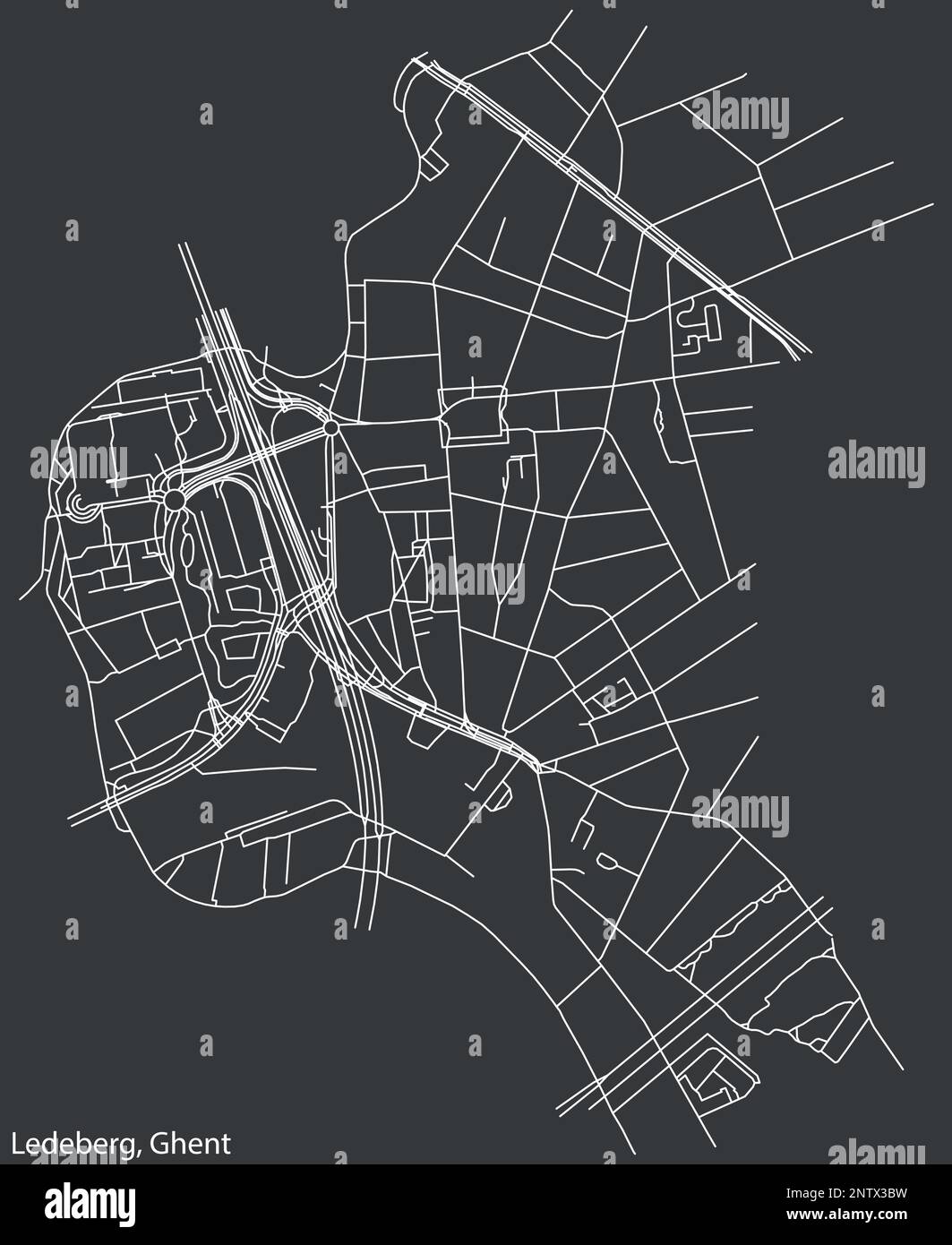 Street roads map of the LEDEBERG MUNICIPALITY, GHENT Stock Vector Image ...
