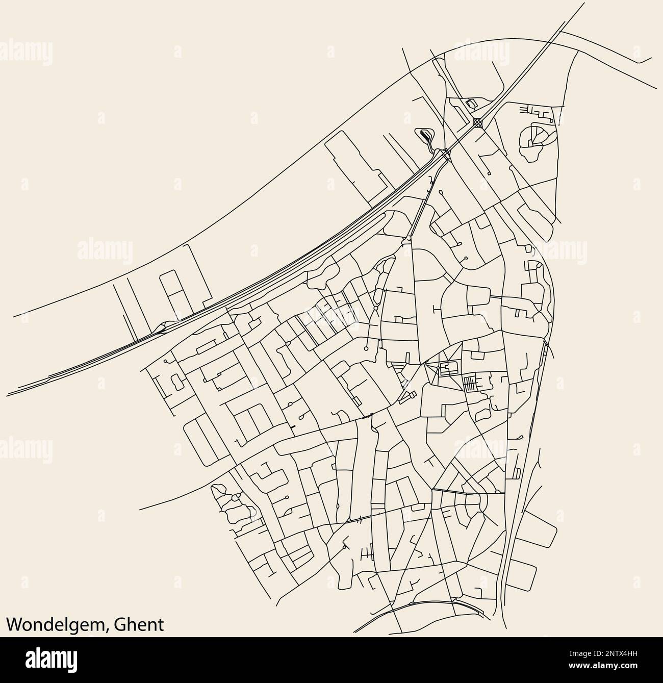 Street roads map of the WONDELGEM MUNICIPALITY, GHENT Stock Vector ...
