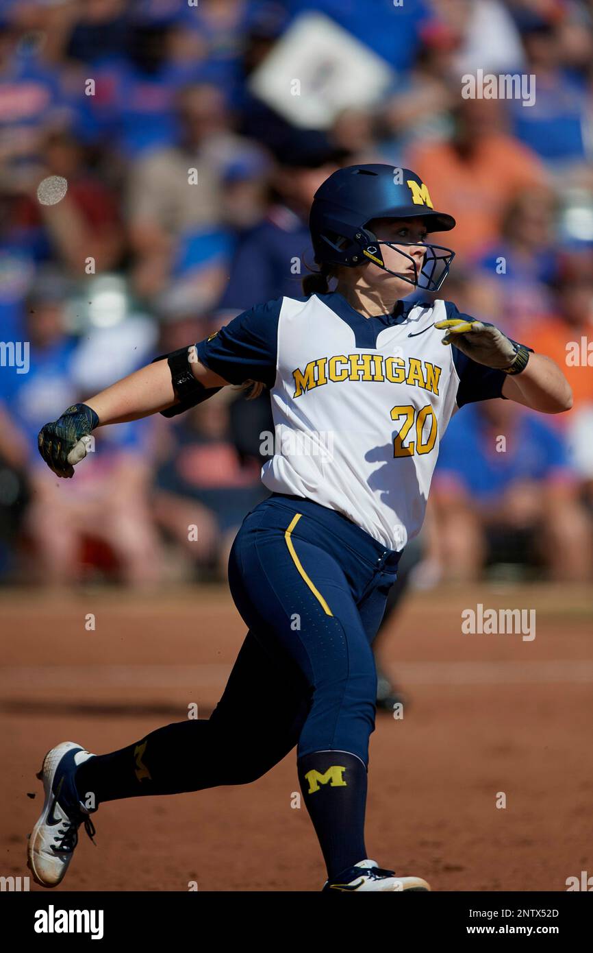 Michigan Wolverines Hannah Carson (20) runs to first base during a game ...