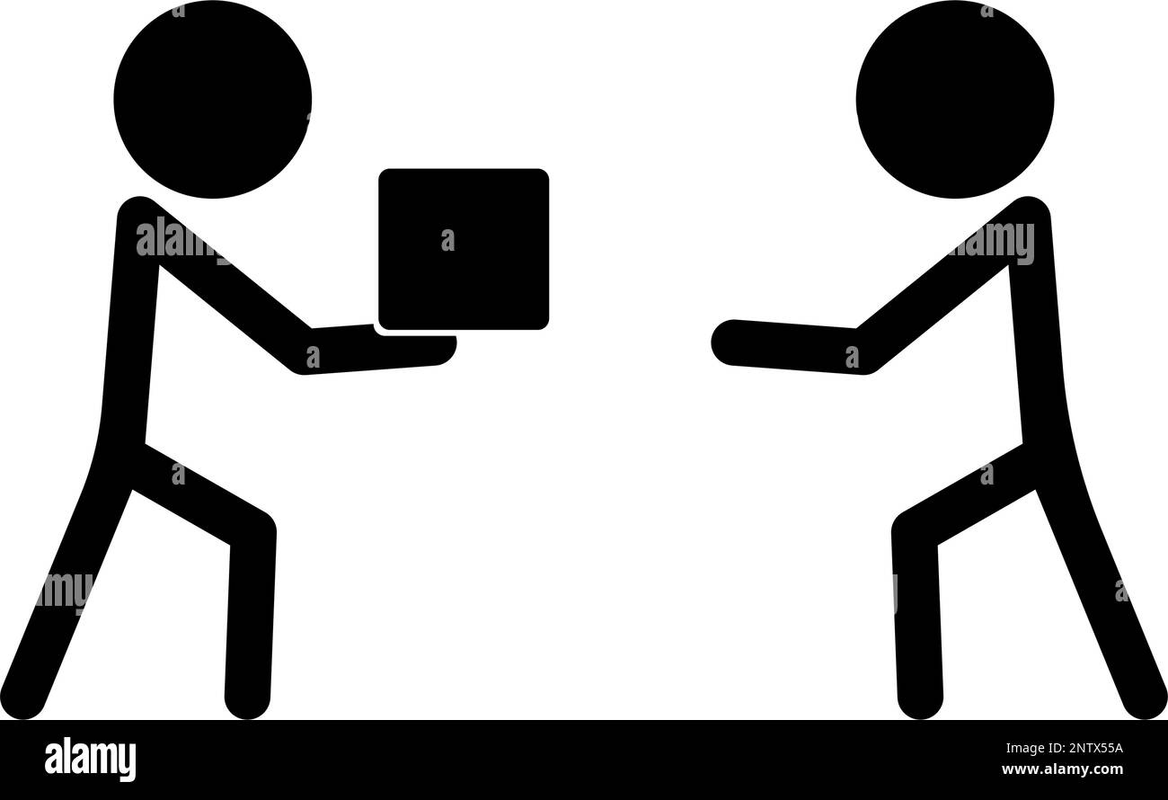 Silhouette icon of a person receiving a package. Editable vector Stock ...