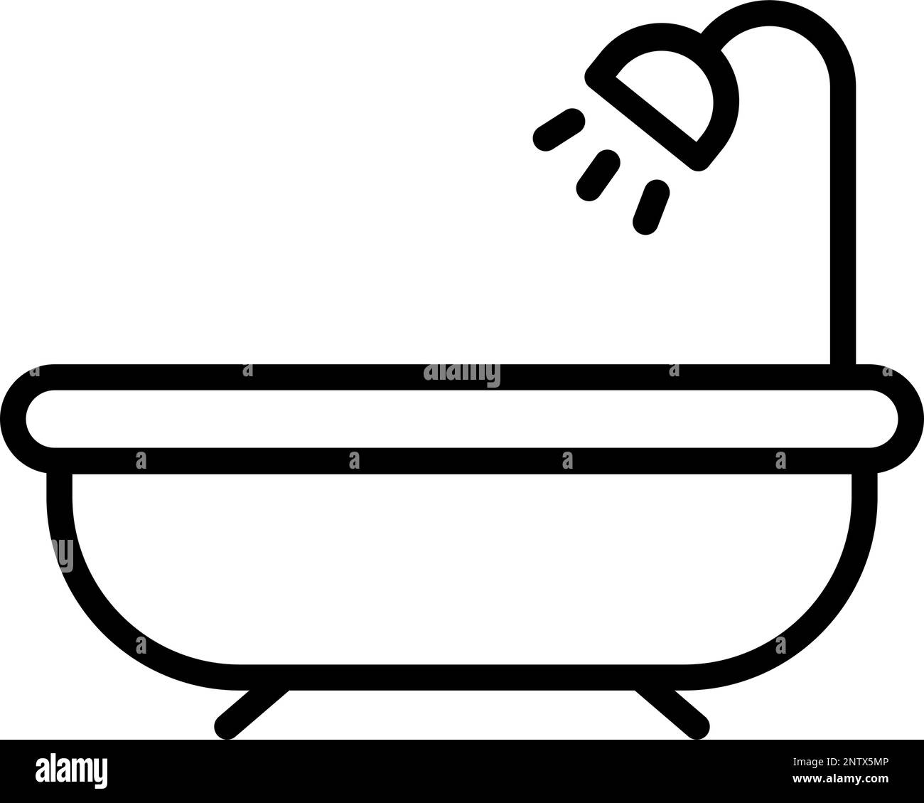 Simple bathtub icon with shower. Bathing. Editable vector Stock Vector ...