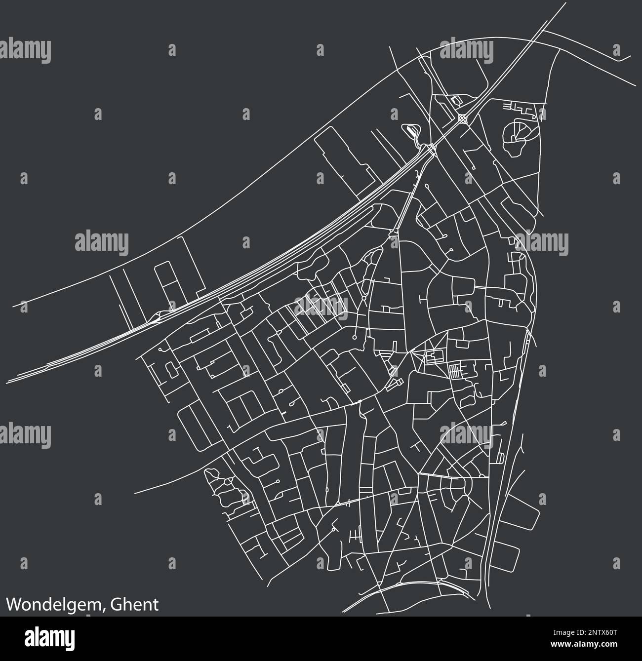 Street roads map of the WONDELGEM MUNICIPALITY, GHENT Stock Vector ...