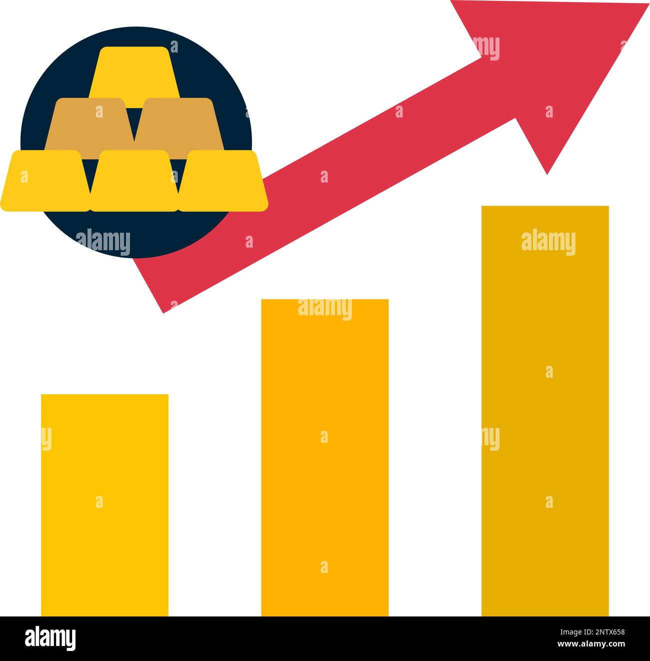 Gold price increase. Gold bars and increasing bar graph icon. Editable ... Gold price increase. Gold bars and increasing bar graph icon. Editable ...