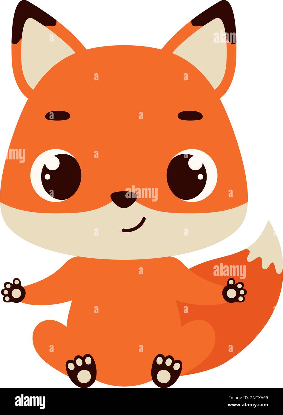 Cute little sitting fox. Cartoon animal character for kids cards, baby ...
